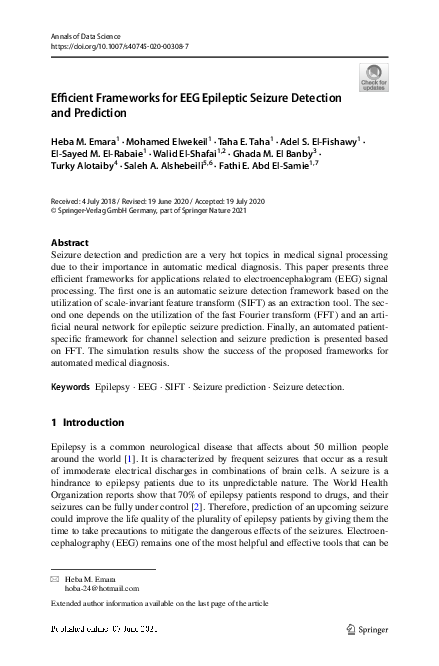 Pdf Efficient Frameworks For Eeg Epileptic Seizure Detection And