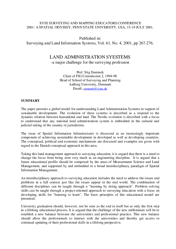 (PDF) Land Administration Syestems