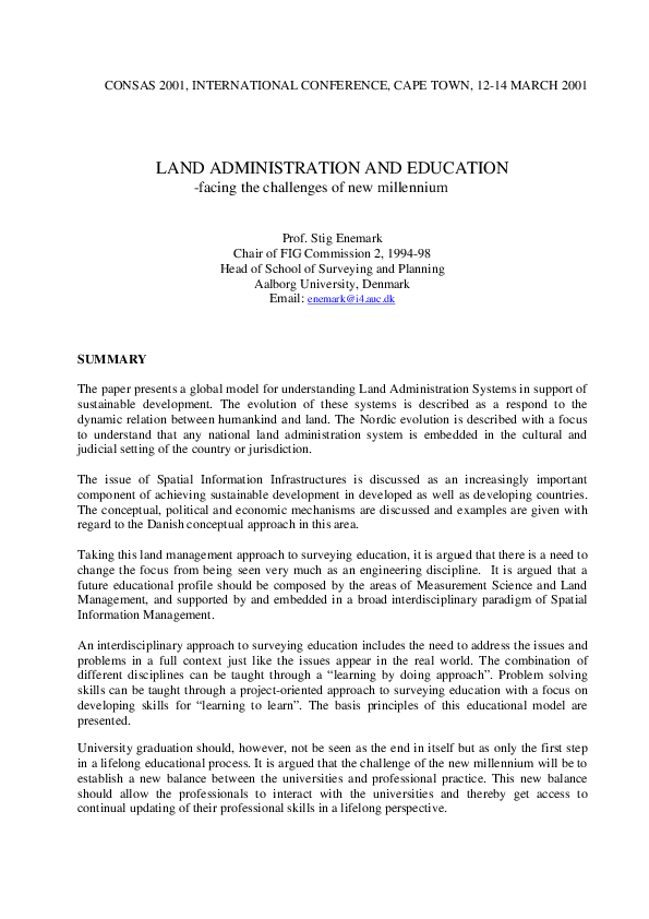 (PDF) Land administration and education
