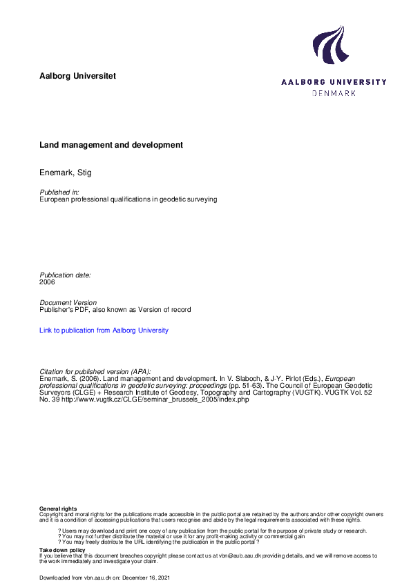 (PDF) Land Management and Development