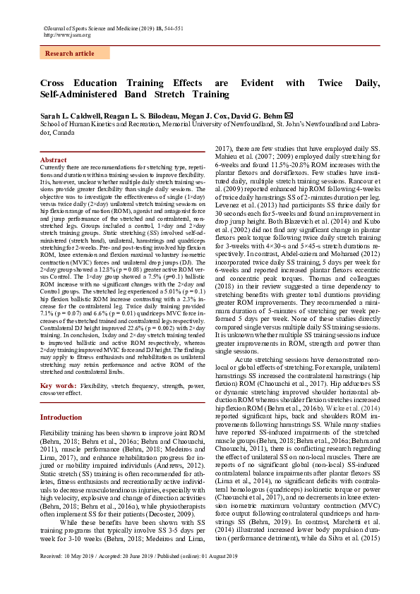 (PDF) Cross Education Training Effects are Evident with Twice Daily ...