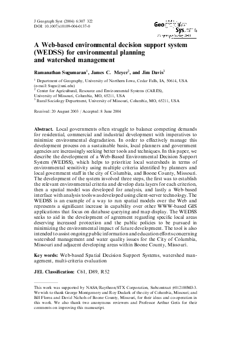 (PDF) A Web-based environmental decision support system (WEDSS) for ...