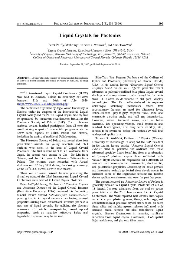 (PDF) Liquid Crystals for Photonics