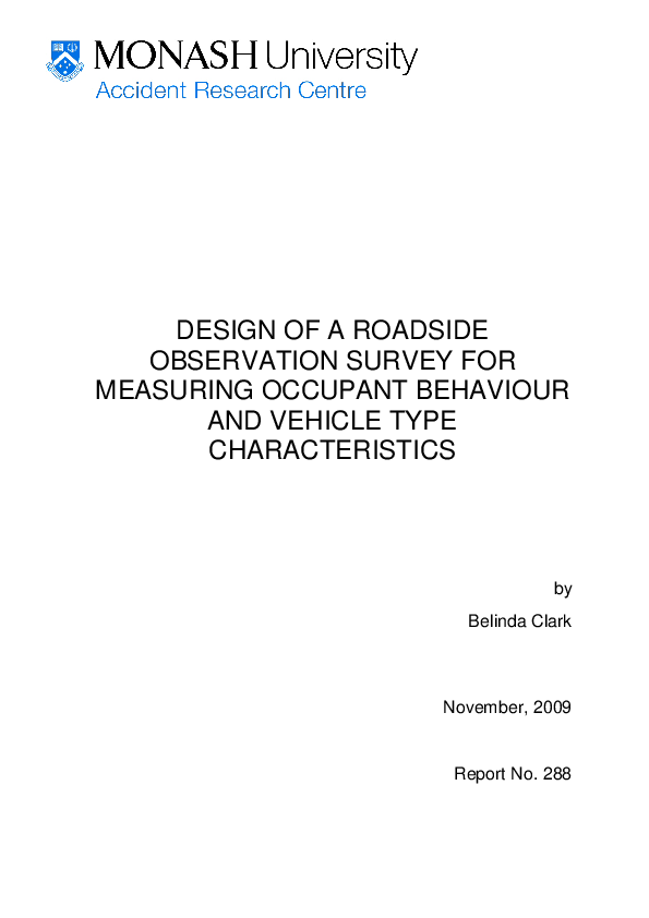 (PDF) Design of a Roadside Observation Survey for Measuring Occupant ...
