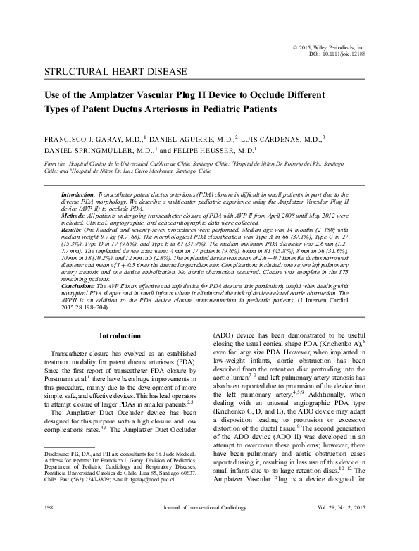 (PDF) STRUCTURAL HEART DISEASE Use of the Amplatzer Vascular Plug II ...