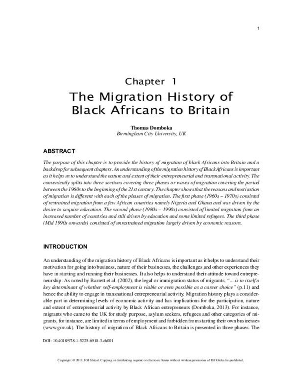(PDF) The Migration History of Black Africans to Britain