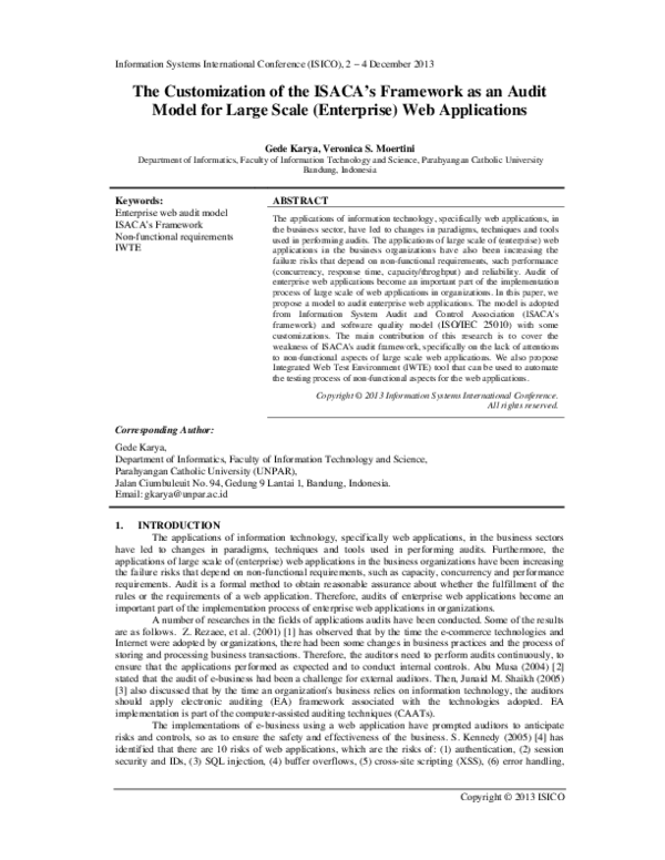 (PDF) The Customization of the ISACA’s Framework as an Audit Model for ...