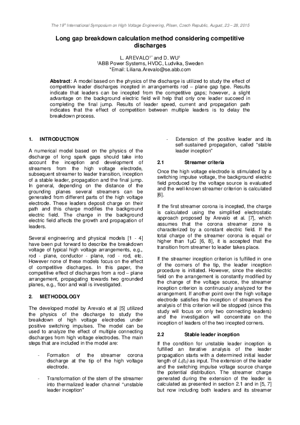 (PDF) Long gap breakdown calculation method considering competitive ...
