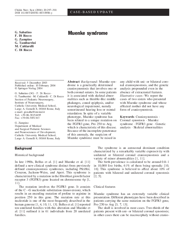 (PDF) Muenke syndrome