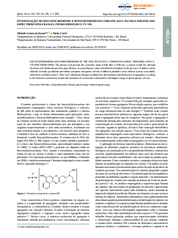 (PDF) Investigação Do Solvatocromismo e Ionocromismo Do Corante Azul Do ...