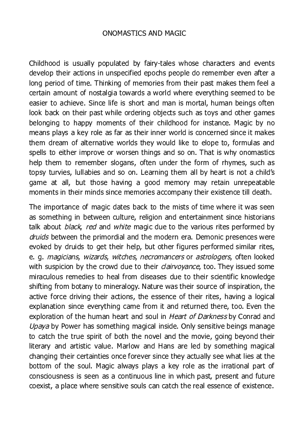 (PDF) ONOMASTICS AND MAGIC
