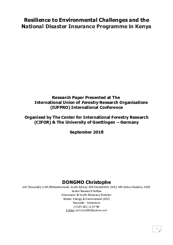 (DOC) Resilience to Environmental Challenges and the National Disaster ...