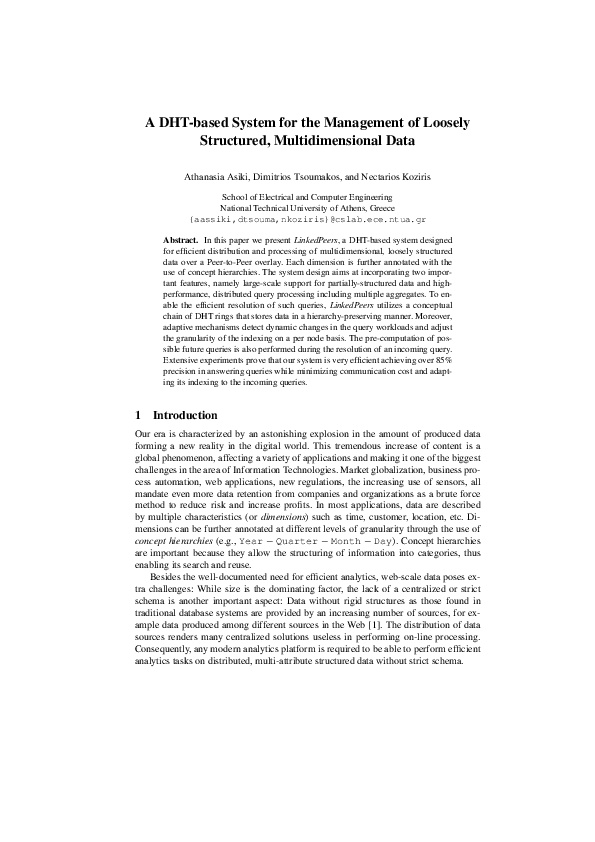 (PDF) A DHT-Based System for the Management of Loosely Structured, Multidimensional Data ...