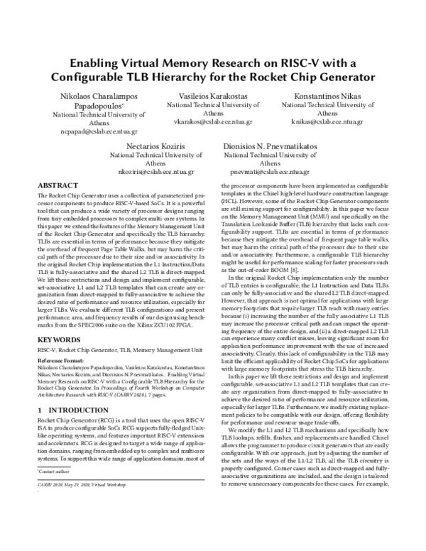 (PDF) Configurable TLB Hierarchy for RISC-V in Rocket Chip Generator