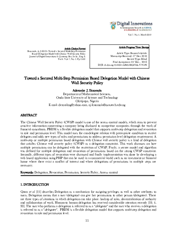 (PDF) Toward a Secured Multi-Step Permission Based Delegation Model ...