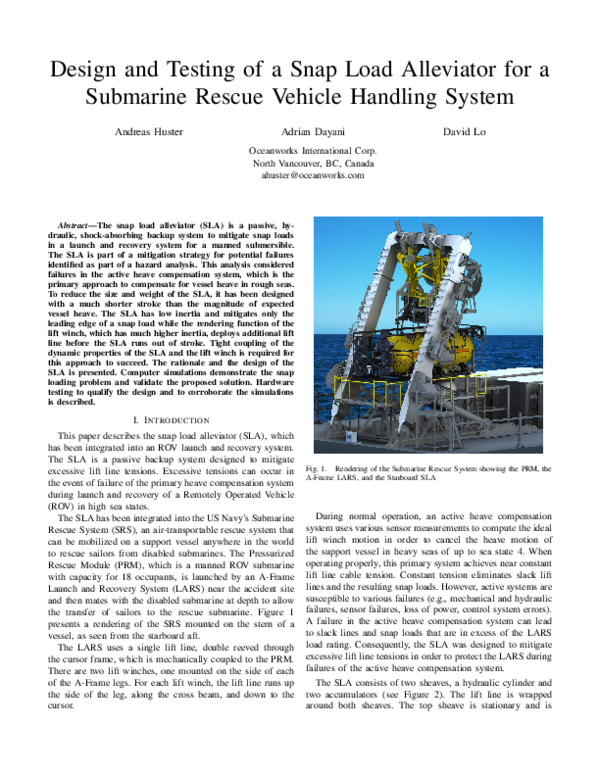 (PDF) Design and Testing of a Snap Load Alleviator for a Submarine ...