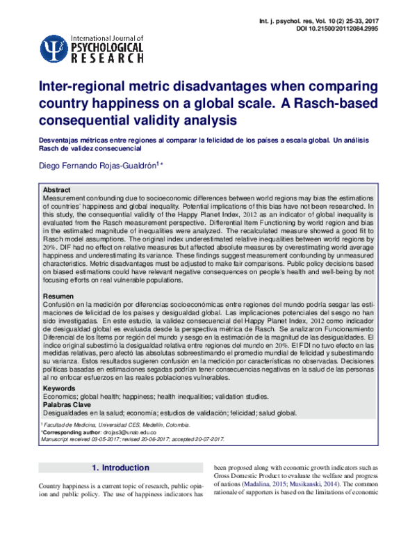 (PDF) Inter-regional metric disadvantages when comparing countries ...