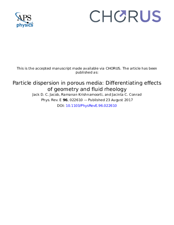 (PDF) Particle dispersion in porous media: Differentiating effects of ...