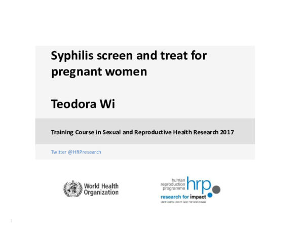 (PDF) Syphilis screen and treat for pregnant women | Teodora Wi ...