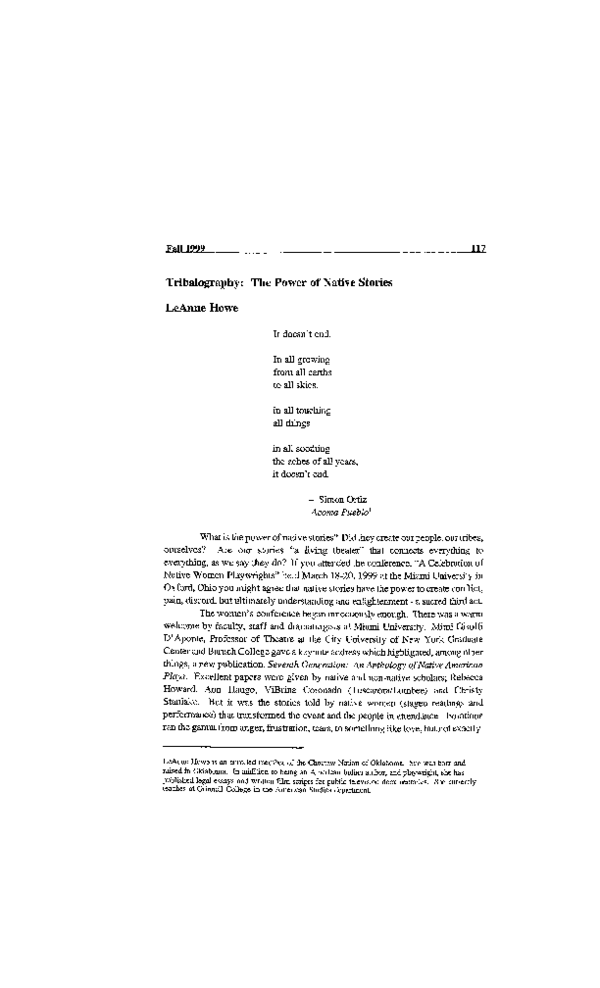 (PDF) Tribalography: The Power of Native Stories