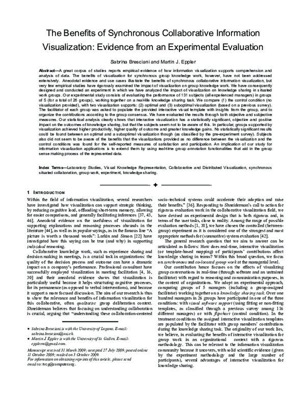 Pdf The Benefits Of Synchronous Collaborative Information Visualization Evidence From An