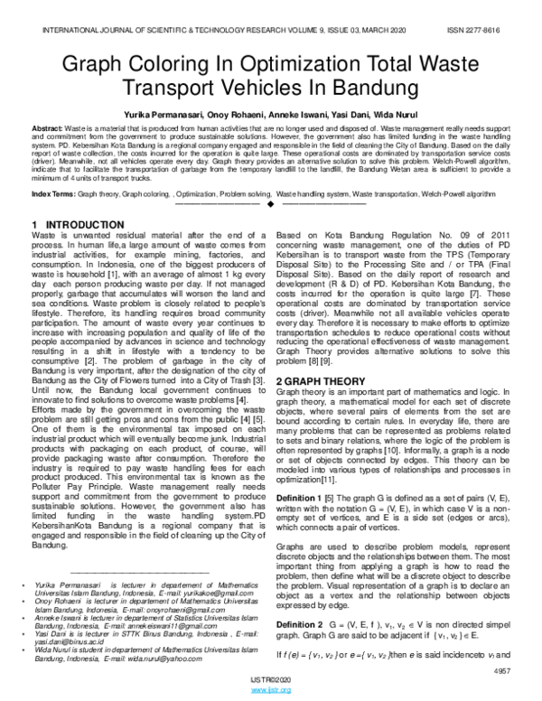 (PDF) Graph Coloring In Optimization Total Waste Transport Vehicles In ...