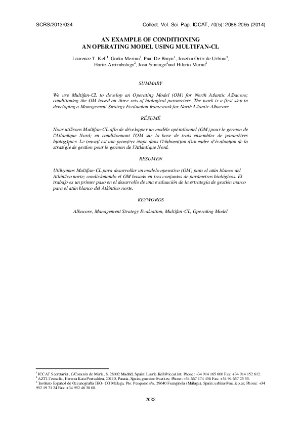 (PDF) An Example of Conditioning an Operating Model Using Multifan-CL