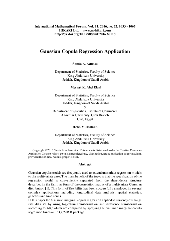 (PDF) Gaussian copula regression application