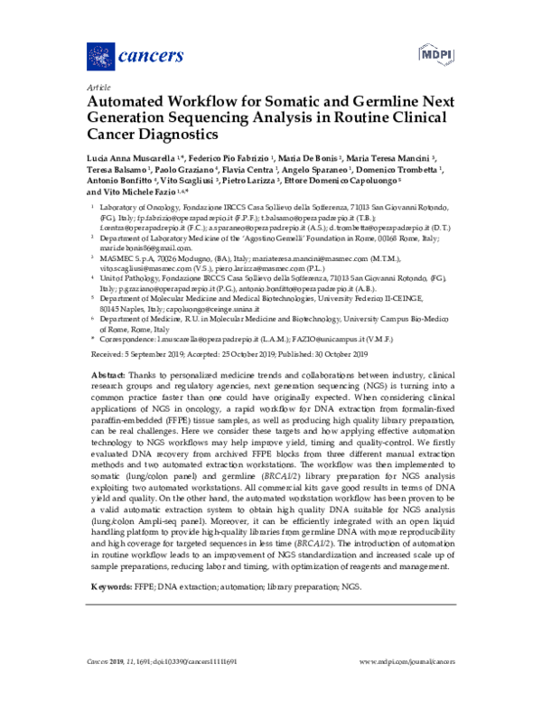 (PDF) Automated Workflow for Somatic and Germline Next Generation Sequencing Analysis in Routine ...
