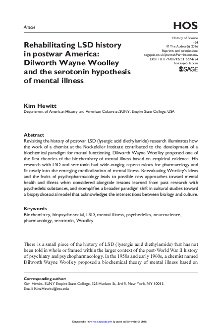 (PDF) Rehabilitating LSD history in postwar America: Dilworth Wayne ...