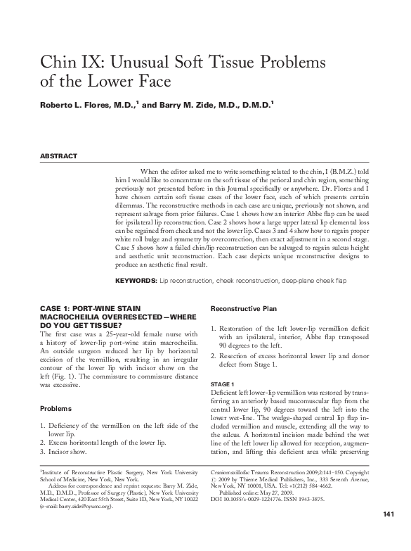 (PDF) Chin IX: Unusual Soft Tissue Problems of the Lower Face