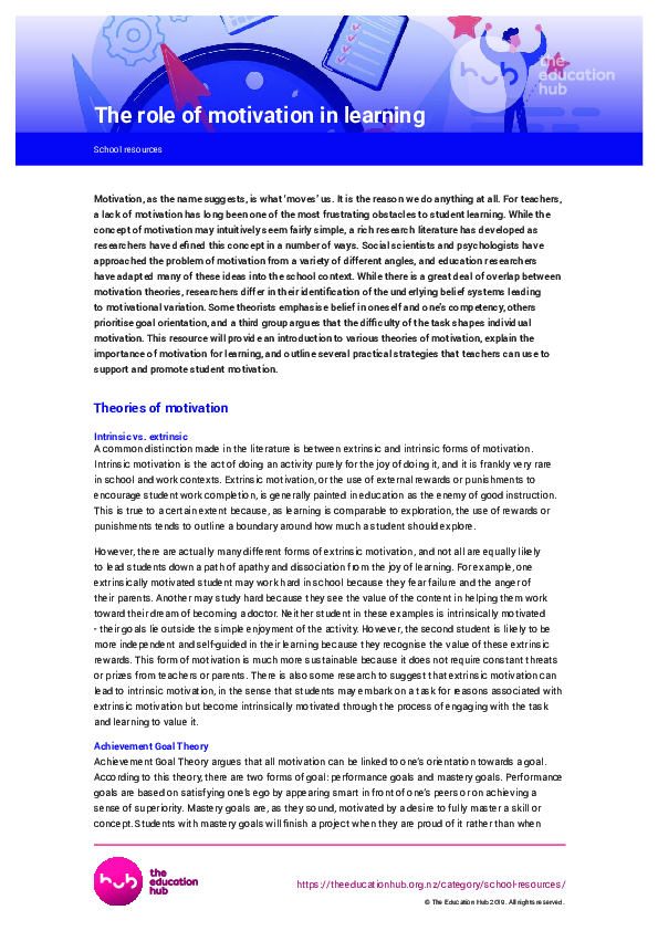 (PDF) the Role of motivation in learning