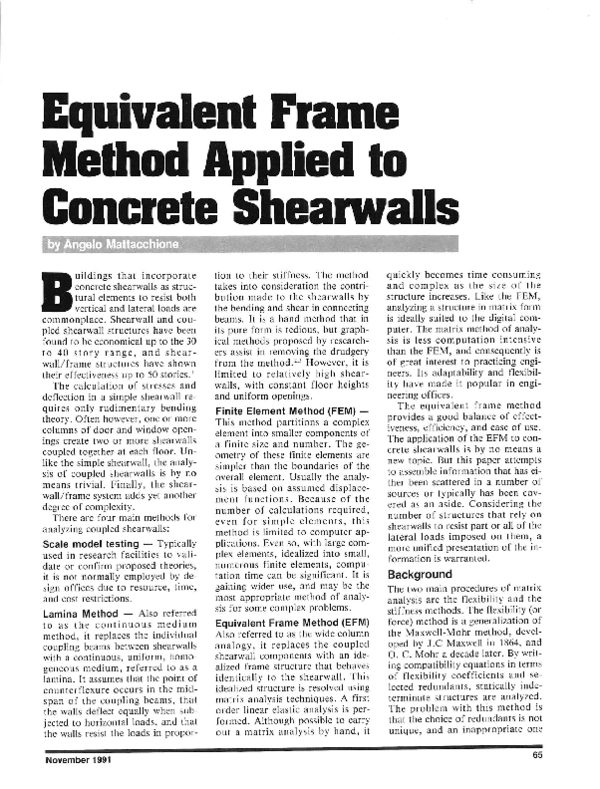 (PDF) Equivalent Frame Method Applied to Concrete Shearwalls