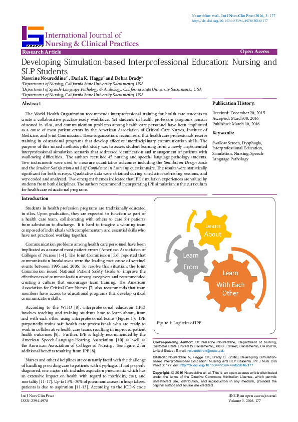 (PDF) Developing Simulation-based Interprofessional Education: Nursing and SLP Students