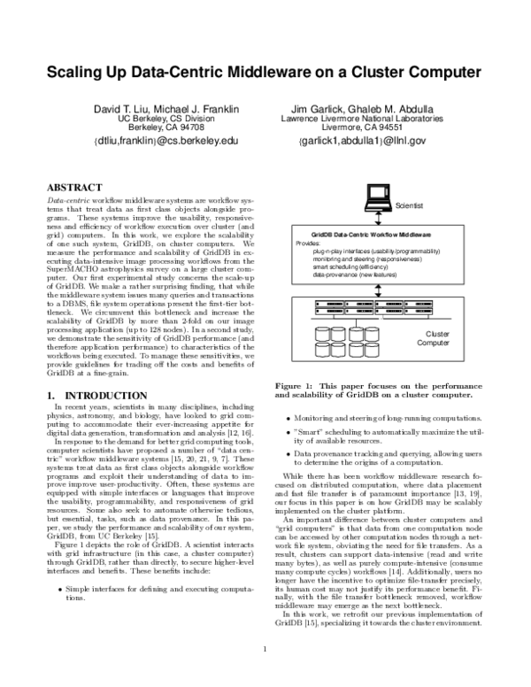 Pdf Scaling Up Data Centric Middleware On A Cluster Computer