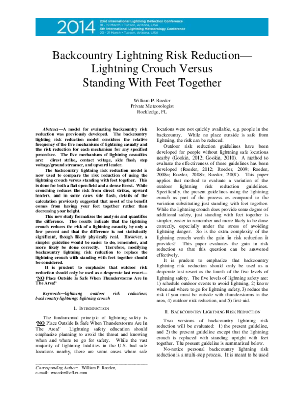 (PDF) Backcountry Lightning Risk Reduction — Lightning Crouch Versus ...
