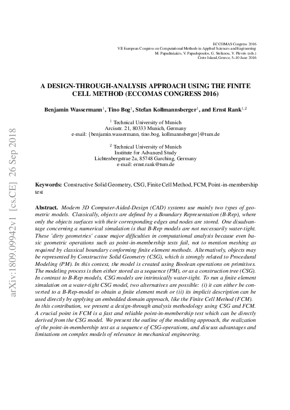 (PDF) A Design-Through-Analysis Approach Using the Finite Cell Method