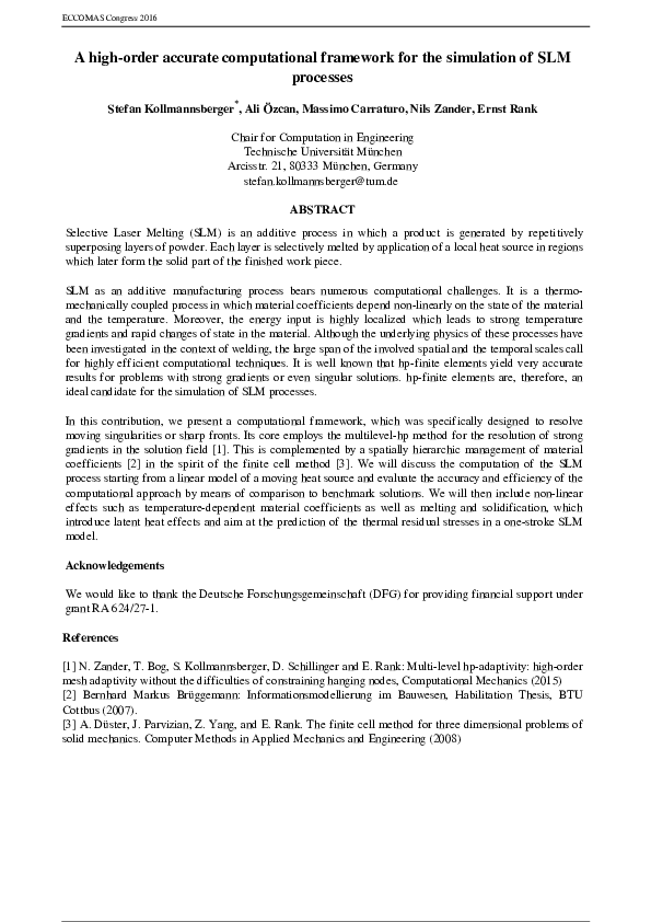 (PDF) A high-order accurate computational framework for the simulation of SLM processes