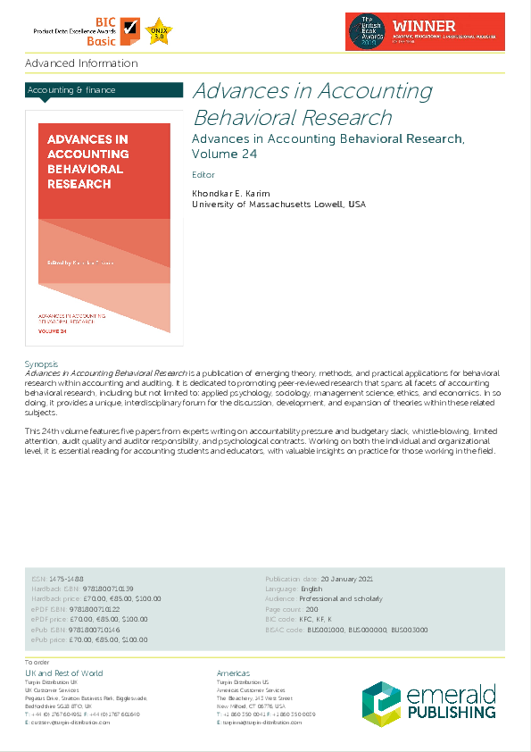 (PDF) Advances in Accounting Behavioral Research Advances in Accounting ...