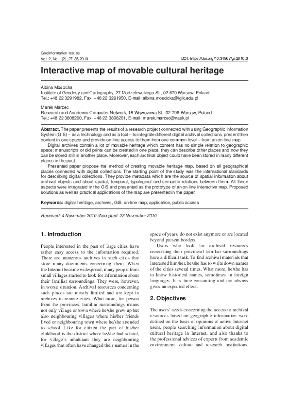 (PDF) Interactive map of movable cultural heritage