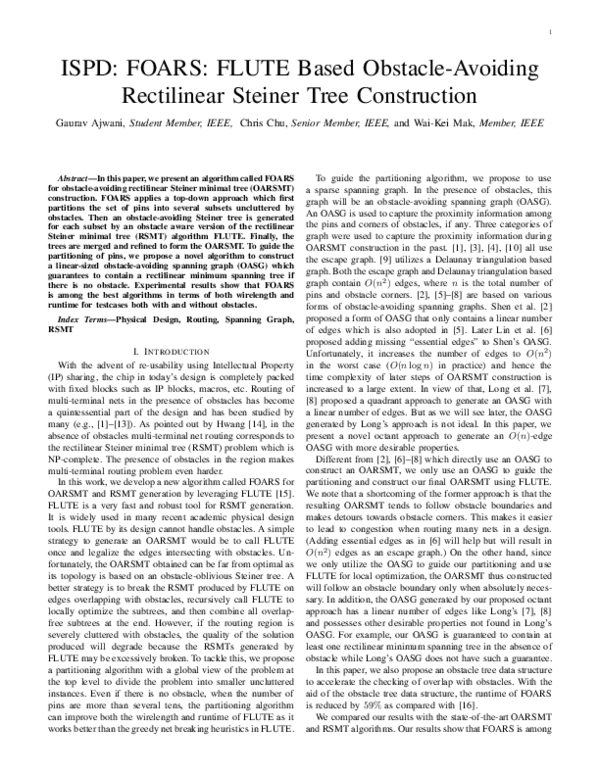 Pdf Foars A New Approach To Steiner Tree Construction