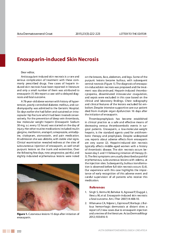 (PDF) Enoxaparin-induced Skin Necrosis | Lidija Pavleska - Academia.edu
