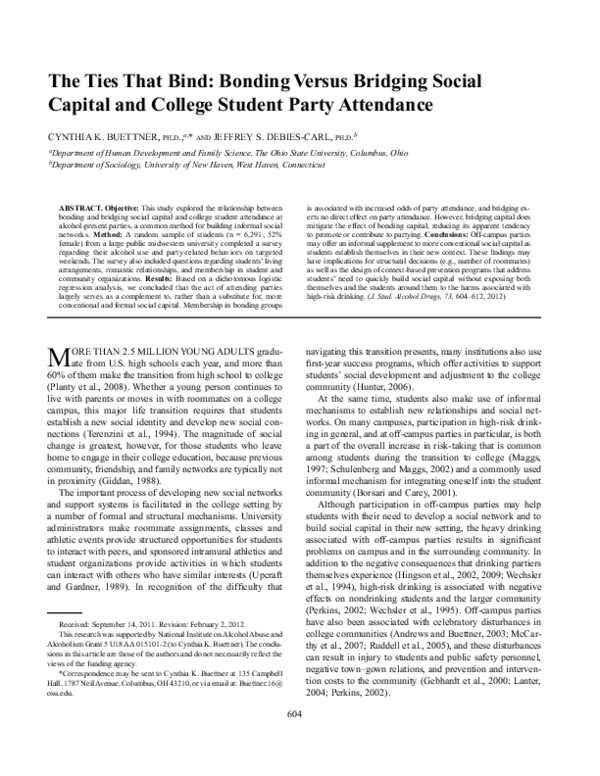 (PDF) The ties that bind: bonding versus bridging social capital and ...