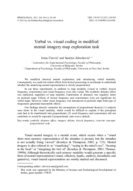 (PDF) Verbal vs. visual coding in modified mental imagery map ...