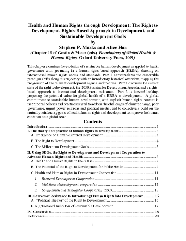 (PDF) Health and Human Rights through Development