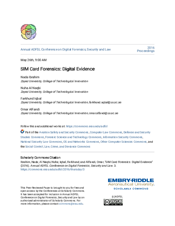 (PDF) SIM Card Forensics: Digital Evidence