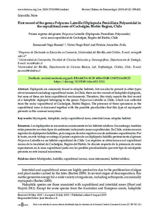 (PDF) First record of the genus Polyxenus Latreille (Diplopoda ...