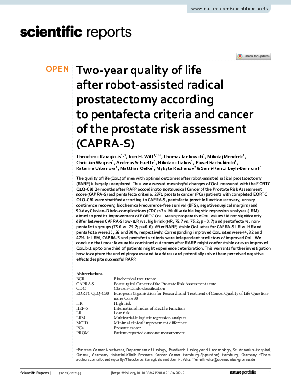 (PDF) Two-year quality of life after robot-assisted radical ...