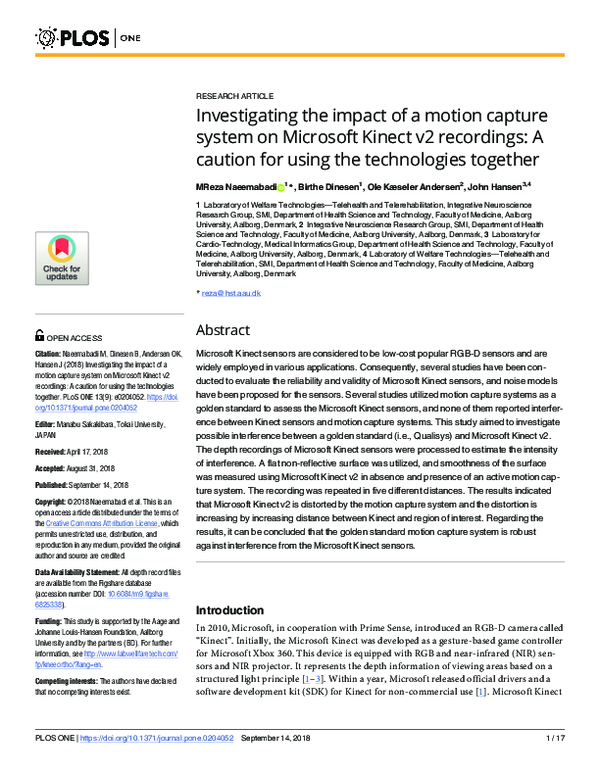 (PDF) Investigating the impact of a motion capture system on Microsoft Kinect v2 recordings: A ...