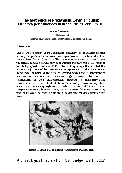(PDF) The aesthetics of Predynastic burial practices